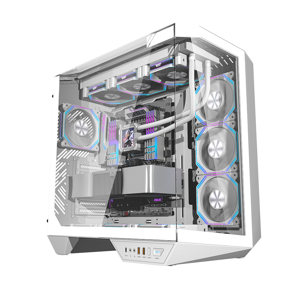 darkFlash DY470 ATX Computer Case - White (No Fans) - Tech Guy SA